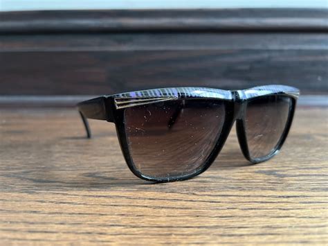 Vintage 1980s Mob Wife Sunglasses Black Purple Sil Gem