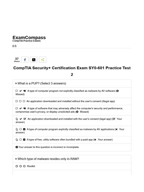 Comptia Security Certification Practice Test 2 Exam Sy0 601 Pdf Malware Password
