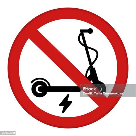 빨간 전기 스쿠터 금지 표지판 라운드 금지 도로 표지판 벡터 아이콘 거리에 대한 스톡 벡터 아트 및 기타 이미지 거리 경계 표지 교통 Istock