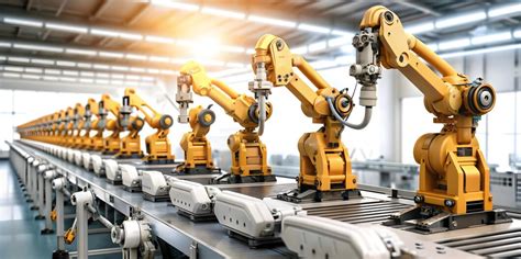 3d Ai Robot Icon With Assembly Line Symbolizing Ai Integration In Manufacturing Ideal For Vector