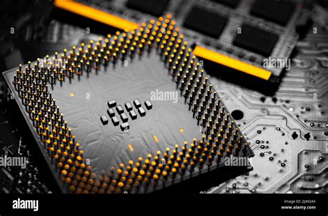 Macro Close Up Of RAM Memory And Pins On Main CPU PC Processor Circuit Board Stock Photo Alamy