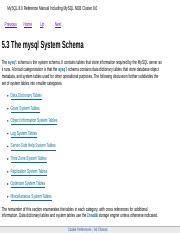 The Mysql System Schema Tables And Metadata For Mysql Server Course Hero