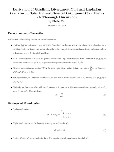 derivation of gradient divergence curl in spherical coordinates pdf