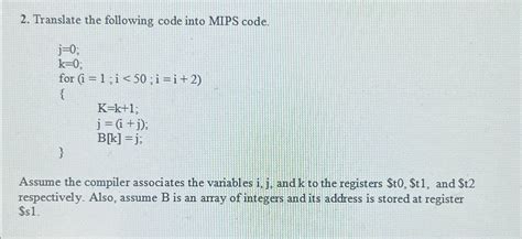 solved translate the following code into mips