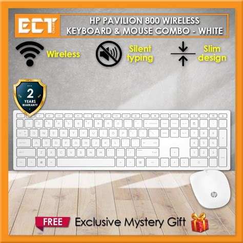 Hot Style HP Pavilion 800 Wireless Slim Silent Keyboard And Mouse Combo Black White Shopee