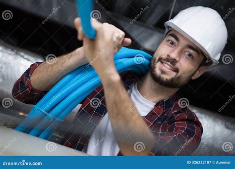 Pipe Worker Fix Problem In Construction Site Stock Image Image Of