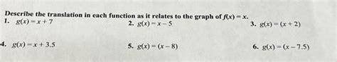 Describe The Translation In Each Function As It