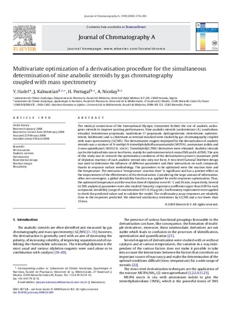 Pdf Multivariate Optimization Of A Derivatisation Procedure For The Simultaneous Determination