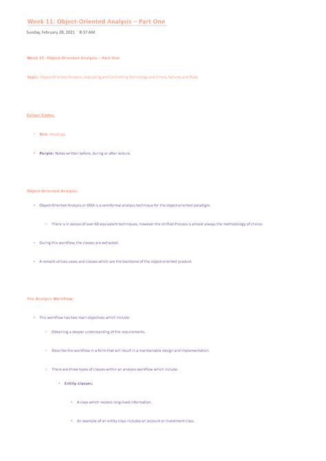 Comp1010 Week 11 Object Oriented Analysis Part One Week 11