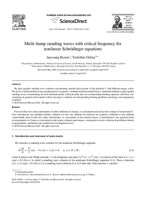 Pdf Multi Bump Standing Waves With Critical Frequency For Nonlinear Schrödinger Equations