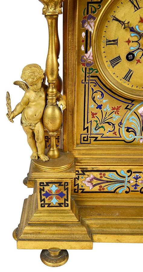 French 19th Century Champleve Enamel Mantle Clock For Sale At 1stdibs