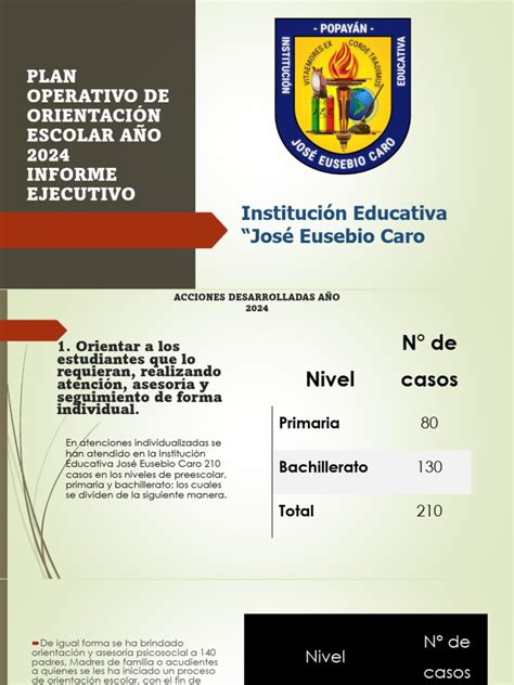 Plan Operativo De Orientación Escolar Año 2024 Pdf Sicología