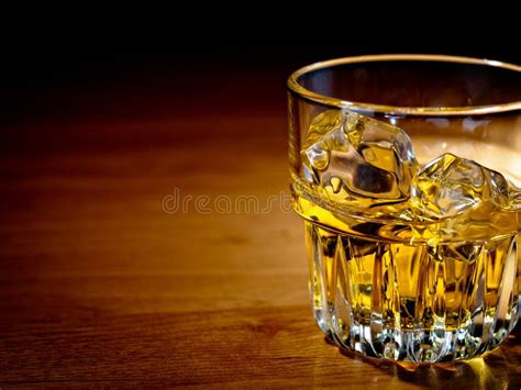 Glass Of Whiskey Bourbon Or Scotch With Ice Stock Image Image Of