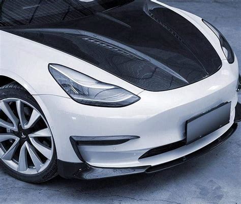 Carbon Fiber Hood Bonnet Racing Style For Tesla Model 3 2017 2023