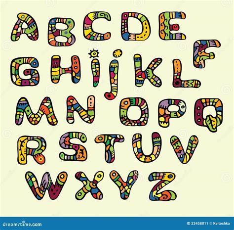 Color Font In The Style Of Ethnic Stock Vector Illustration Of