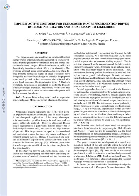 Pdf Implicit Active Contours For Ultrasound Images Segmentation
