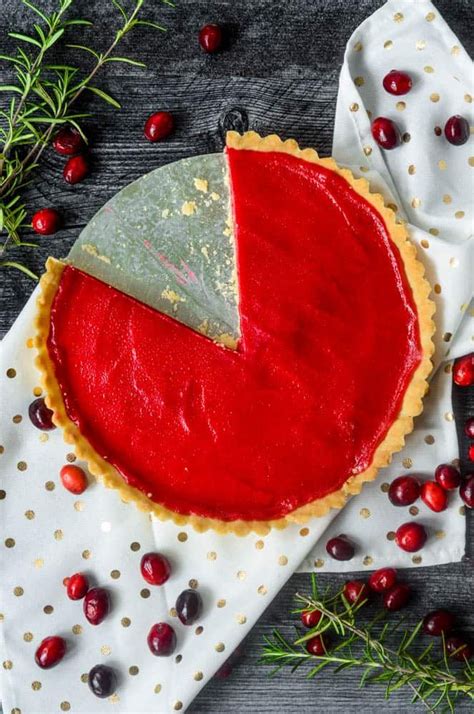 Cranberry And Rosemary Curd Tart With Shortbread Crust Worn Slap Out