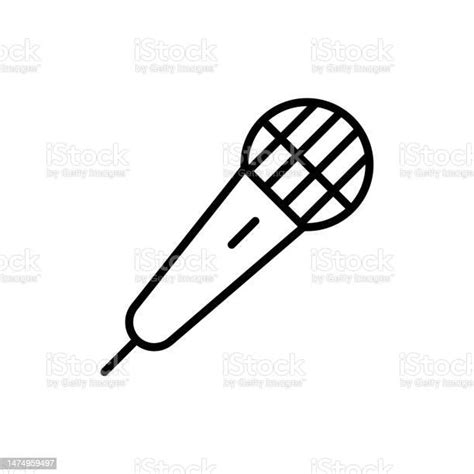 마이크 간단한 윤곽선 마이크 검은 색 아이콘입니다 흰색에 격리된 기호입니다 녹음 사운드 음성 일러스트레이션은 디자인과 웹 모바일 응용 프로그램 Ui에 대 한 간단한 기호