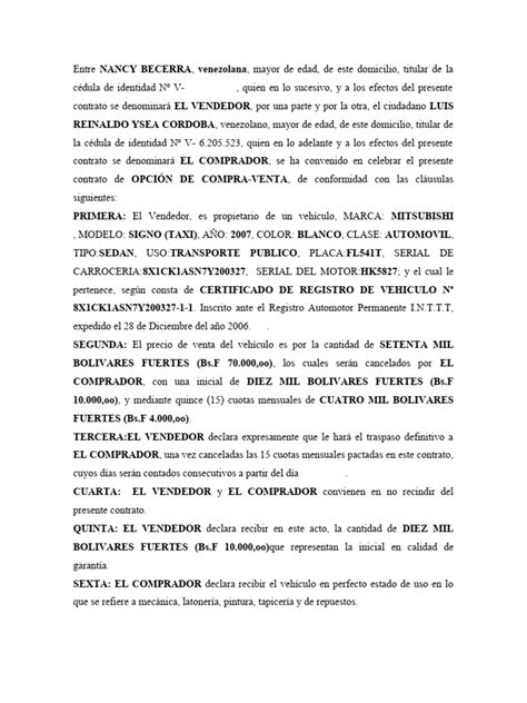 Copia De Opcion Compra Venta Vehiculo Pdf