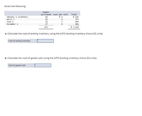 Solved Given The Following A Calculate The Cost Of Ending Chegg