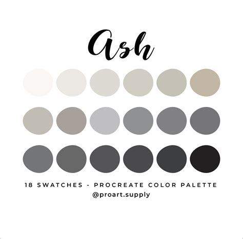 Ash Procreate Color Palette Hex Codes Tan Gray Charcoal For Ipad