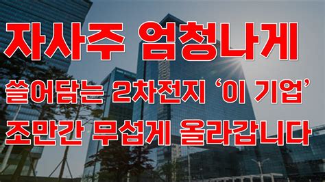 상한가 자사주 엄청나게 쓸어담는 2차전지 이 기업 조만간 무섭게 올라갑니다 2차전지관련주 주식전망 엘앤에프 포스코홀딩스 9월주식전망 Youtube