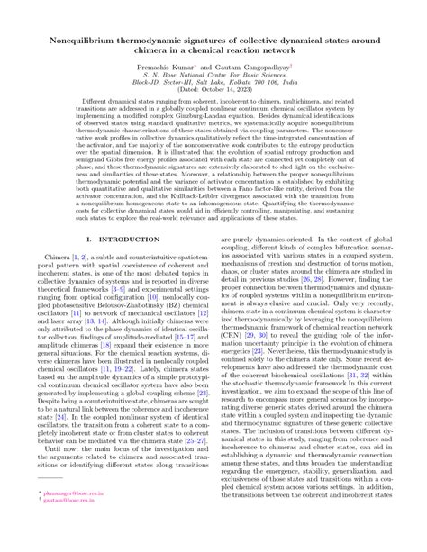 Pdf Nonequilibrium Thermodynamic Signatures Of Collective Dynamical States Around Chimera In A