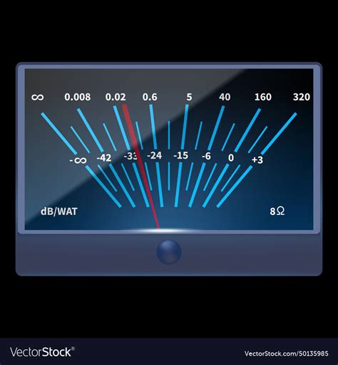 Analog Vu Meter With Peak Led Decibel Power Level Vector Image
