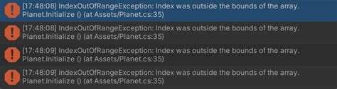 index was outside the bounds of the array r unity3d