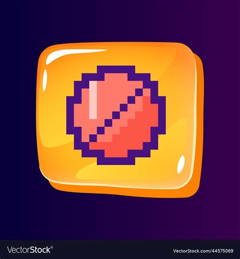 Stop Sign Glossy Ui Button With Pixelated Color Vector Image