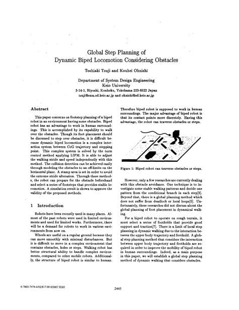 Pdf Global Step Planning Of Dynamic Biped Locomotion Considering Obstacles