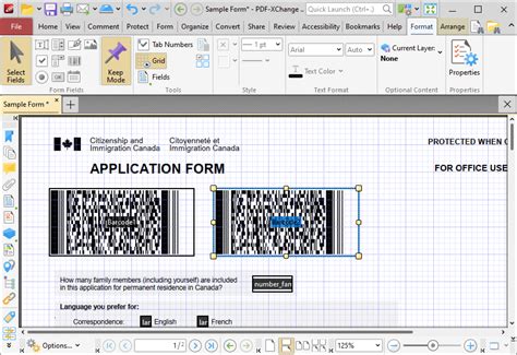 PDF XChange Editor V9 User Manual Tabs Guide Form Tab Add Barcodes To Documents