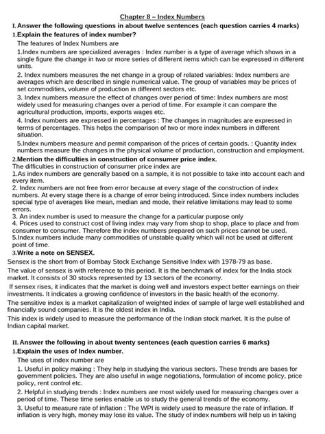 Chap 8 Index Numbers Pdf Cost Of Living Index Economics