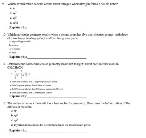 Solved Which Hybridization Scheme Occurs About Nitrogen When
