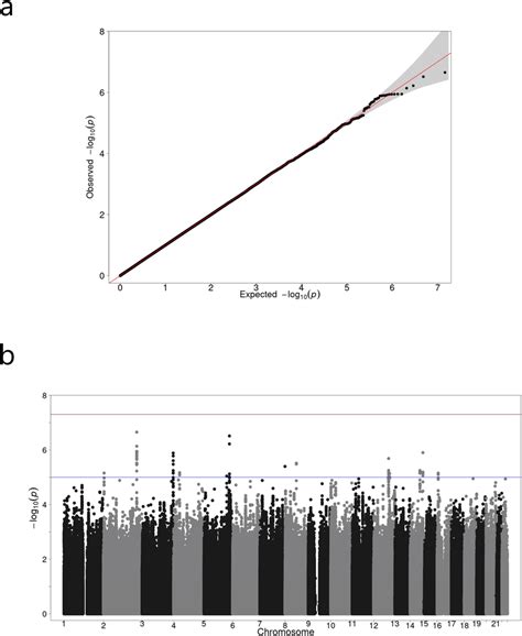 A Quantile Quantile And B Manhattan Plots Of The Meta Analysis