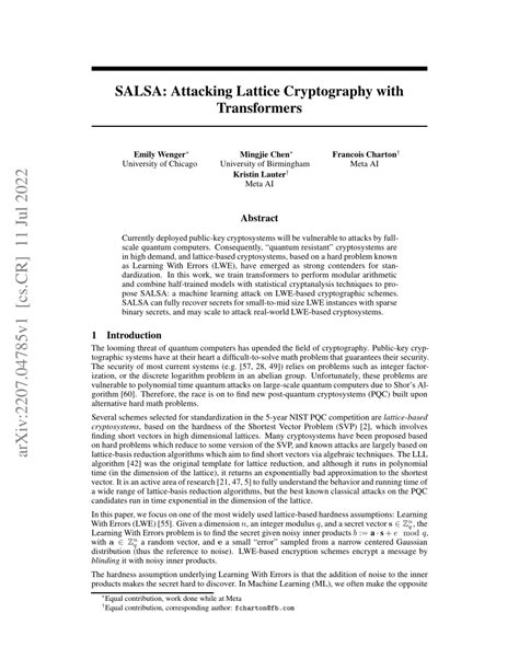 pdf salsa attacking lattice cryptography with transformers