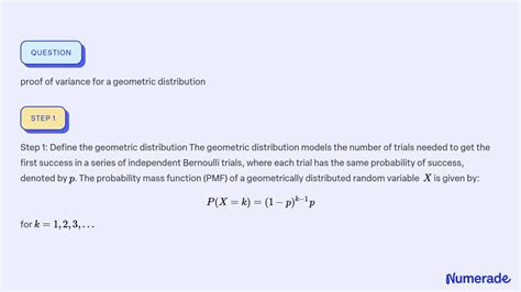 Solved Proof Of Variance For A Geometric Distribution
