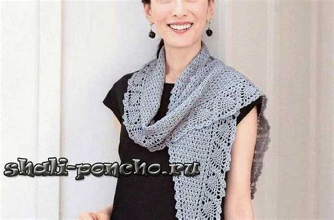 Бактус с каймой из «ананасов Связанный крючком шарф Идеи для вязания Вязание