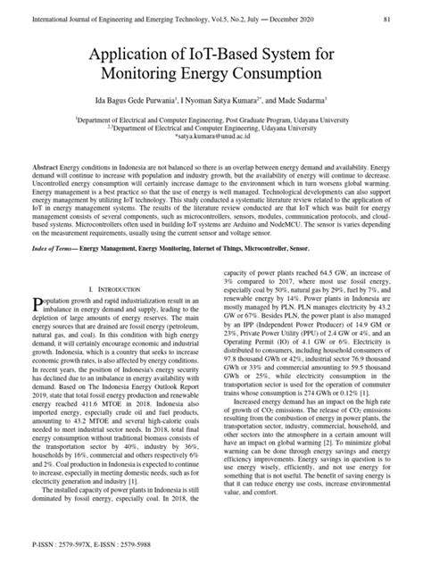 Application Of Iot Based System For Monitoring Energy Consumption Pdf