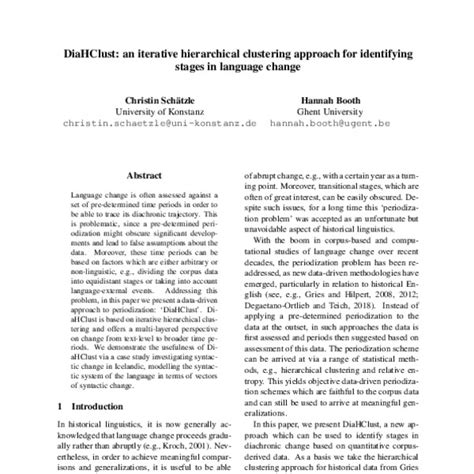 Diahclust An Iterative Hierarchical Clustering Approach For Identifying Stages In Language