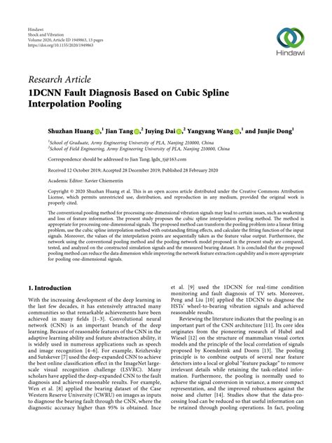 pdf 1dcnn fault diagnosis based on cubic spline interpolation pooling