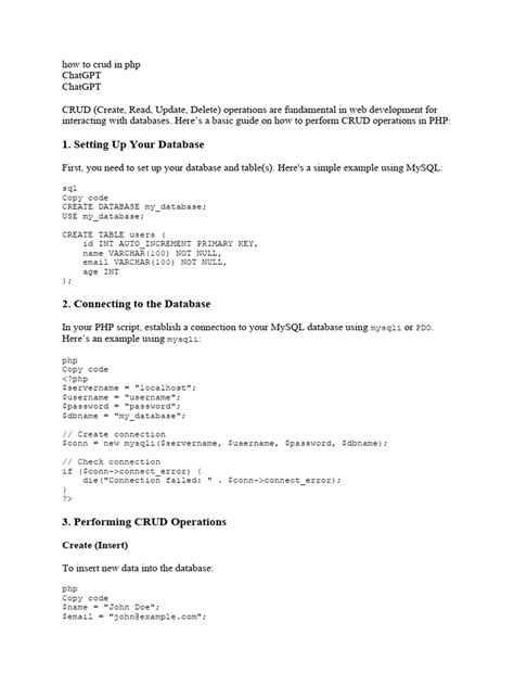 How To Crud Php Pdf Data Management Databases