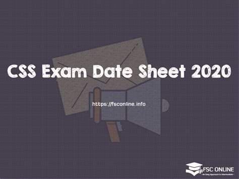CSS Exam Date Sheet FPSC Exam Date Sheet