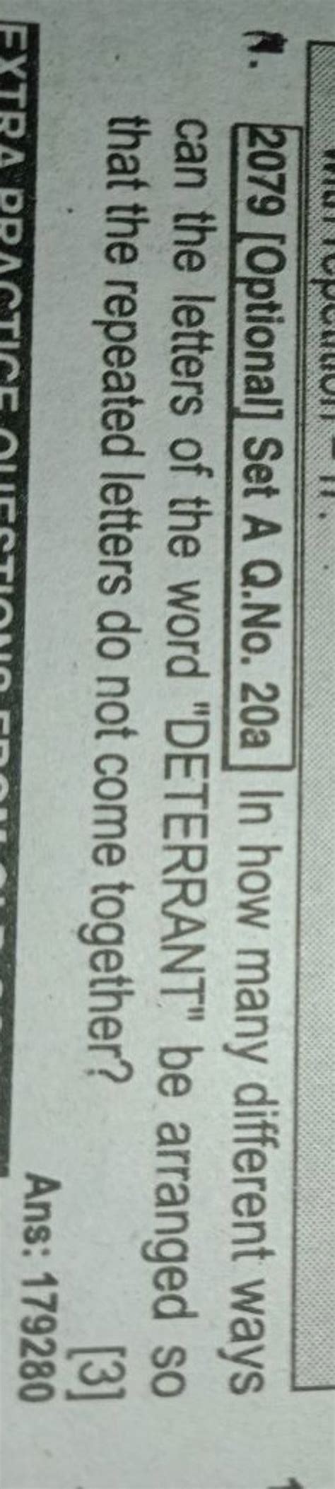 1079 Optional Set A Qno 20a In How Many Different Ways Can The Lette