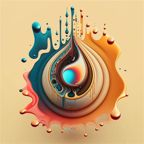 Dripping Colourful Drop In Fibonacci Style For Wall Art Home And
