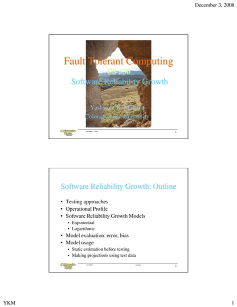 Software Reliability Growth Lecture Slides Cs 530 Docsity