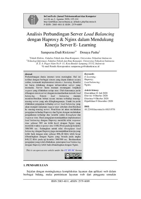 Pdf Analisis Perbandingan Server Load Balancing Dengan Haproxy