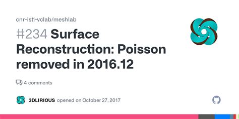 Surface Reconstruction Poisson Removed In 2016 12 · Issue 234 · Cnr Isti Vclab Meshlab · Github
