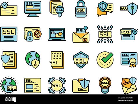 Ssl Certificate Icons Set Outline Set Of Ssl Certificate Vector Icons