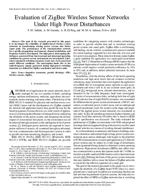 Pdf Evaluation Of Zigbee Wireless Sensor Networks Under High Power
